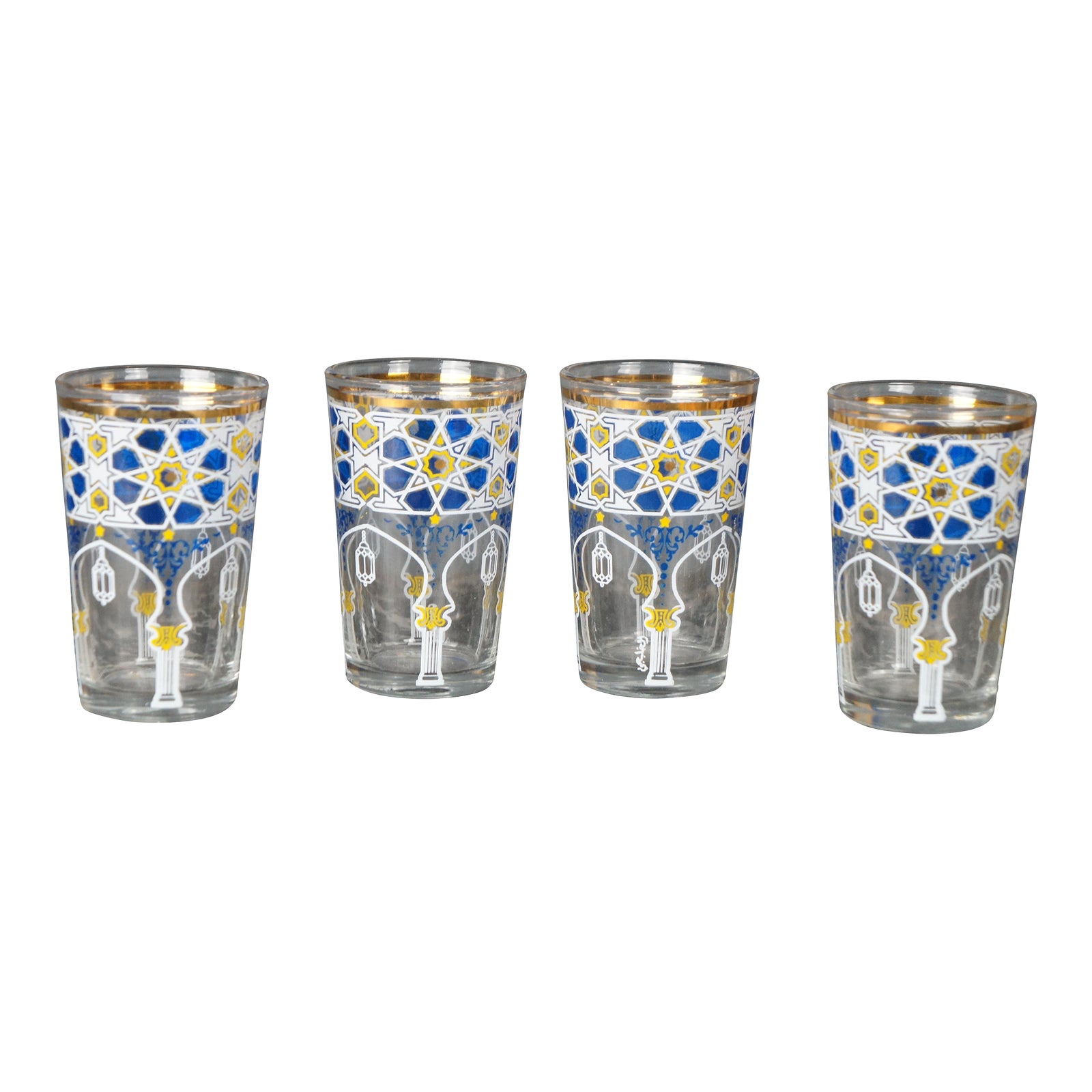 Vintage Moroccan Glass Arcade Temple Lantern Shot Glasses Aperitif ...