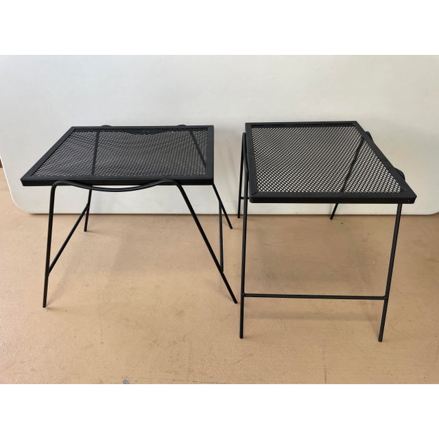 Mid 20th Century Pair of Vintage Wrought Iron Grate Top Side Tables ...