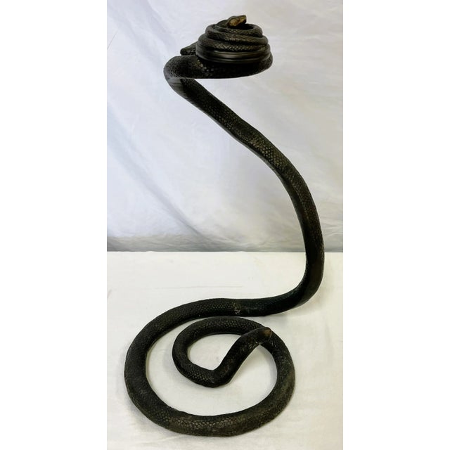 Vintage Cast Iron Coiled Snake Stand With Baby Snake | Chairish