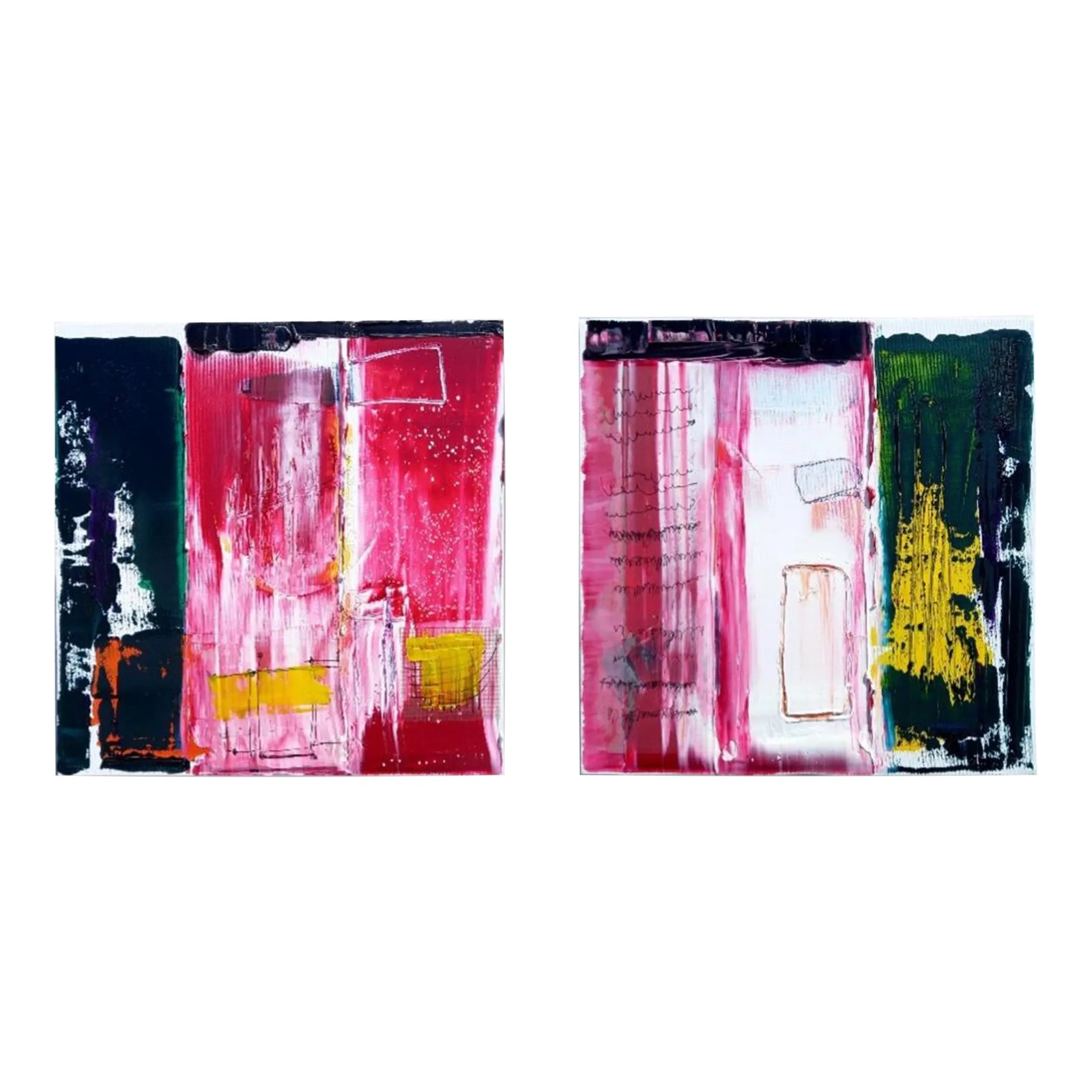 #Contemporary Abstract Oil on Canvas Diptych by Diane Grant | Chairish