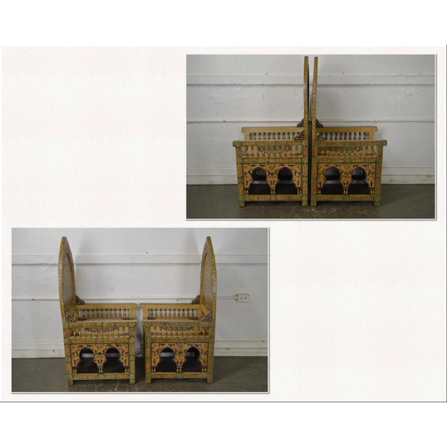 Middle Eastern Decorated Hall Chairs - a Pair | Chairish
