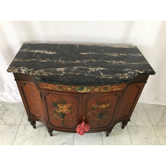 1930’s Traditional Adams Style Marble Serpentine Cabinet | Chairish