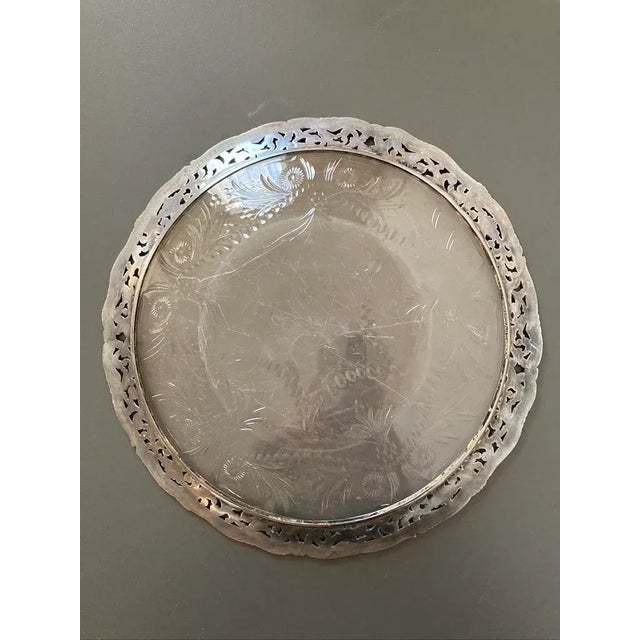 Early 20th Century Etched Art Glass Large Platter Serving Tray With ...