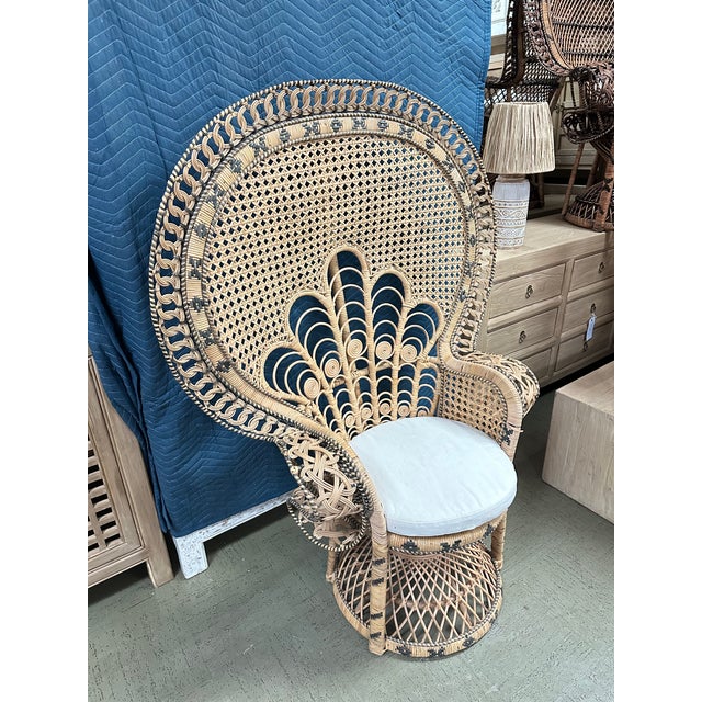 Natural Tribal Peacock Rattan Chair | Chairish