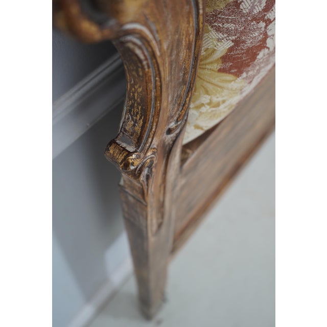 King Size French Polychrome Finish Upholstered Bed Headboard | Chairish