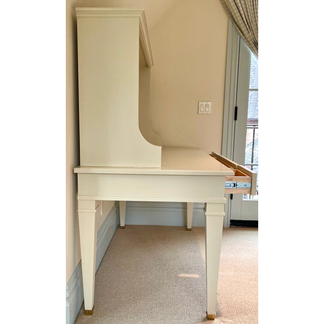 Custom Made Writing Desk With Hutch and Bulletin Board | Chairish