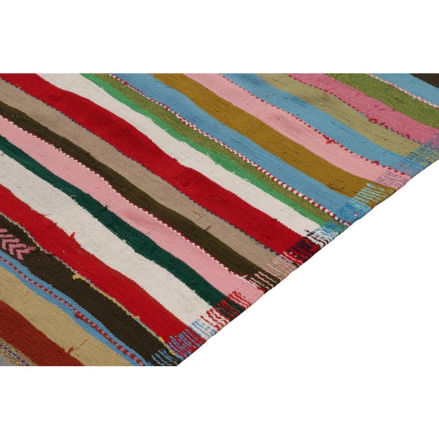 1950s Vintage Chaput Kilim in Rainbow Stripes, Geometric Tribal Rug ...