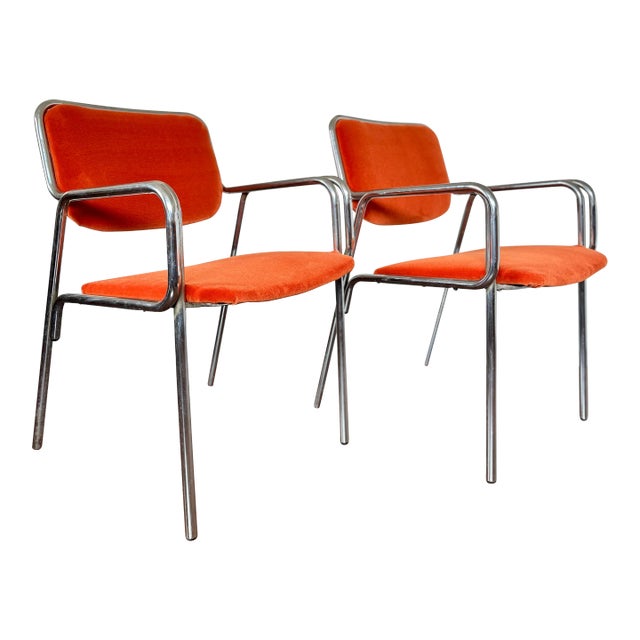 Set of 2 Mid Century Modern Tubular Arm Chairs by Global Upholstery ...