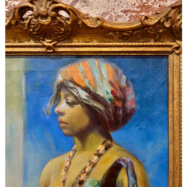 Niels Peter Nielsen-1930s Portrait of a Black Woman W/Flowers-Oil ...