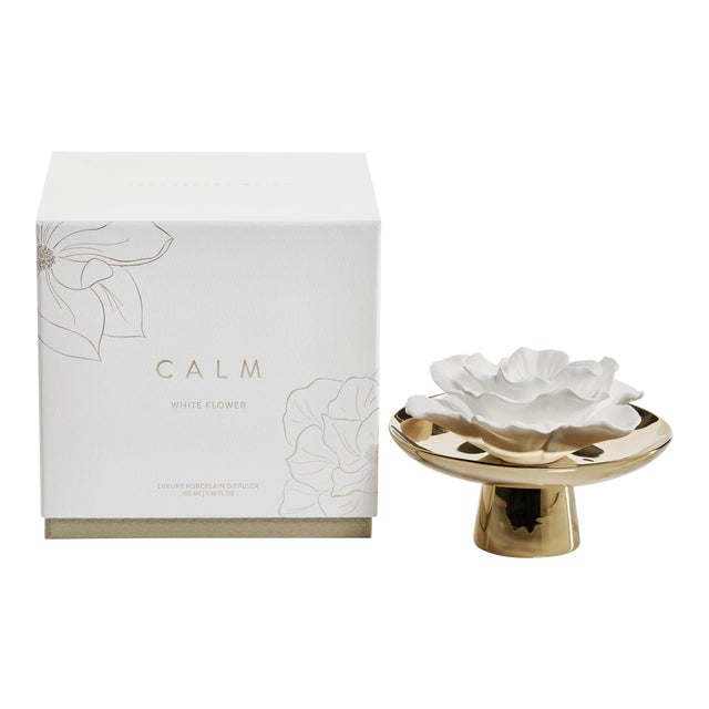 Calm Porcelain Diffuser, White Flower | Chairish