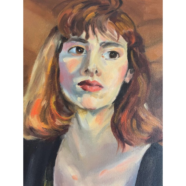 Original Patricia Max Portrait of Woman Wearing Halston Dress Painting ...