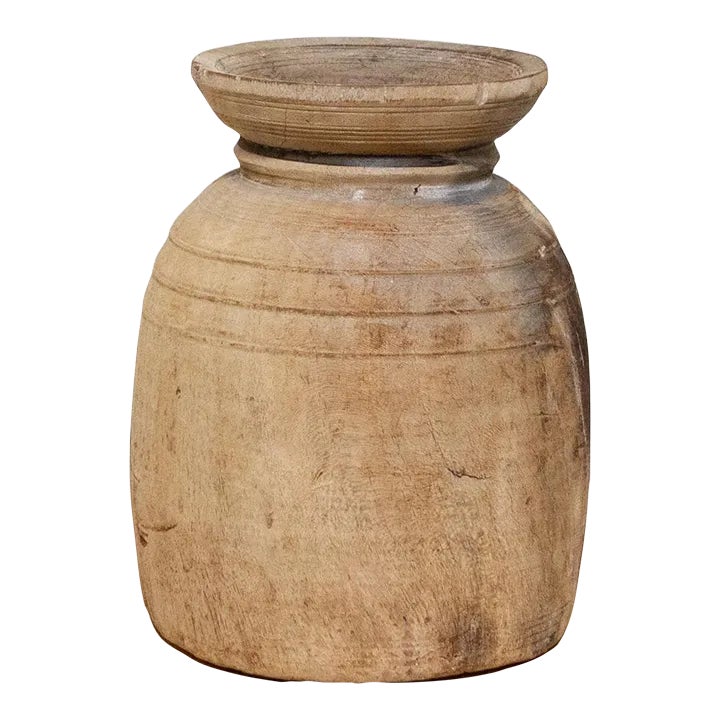 Indian Wooden Pot-Hitet | Chairish