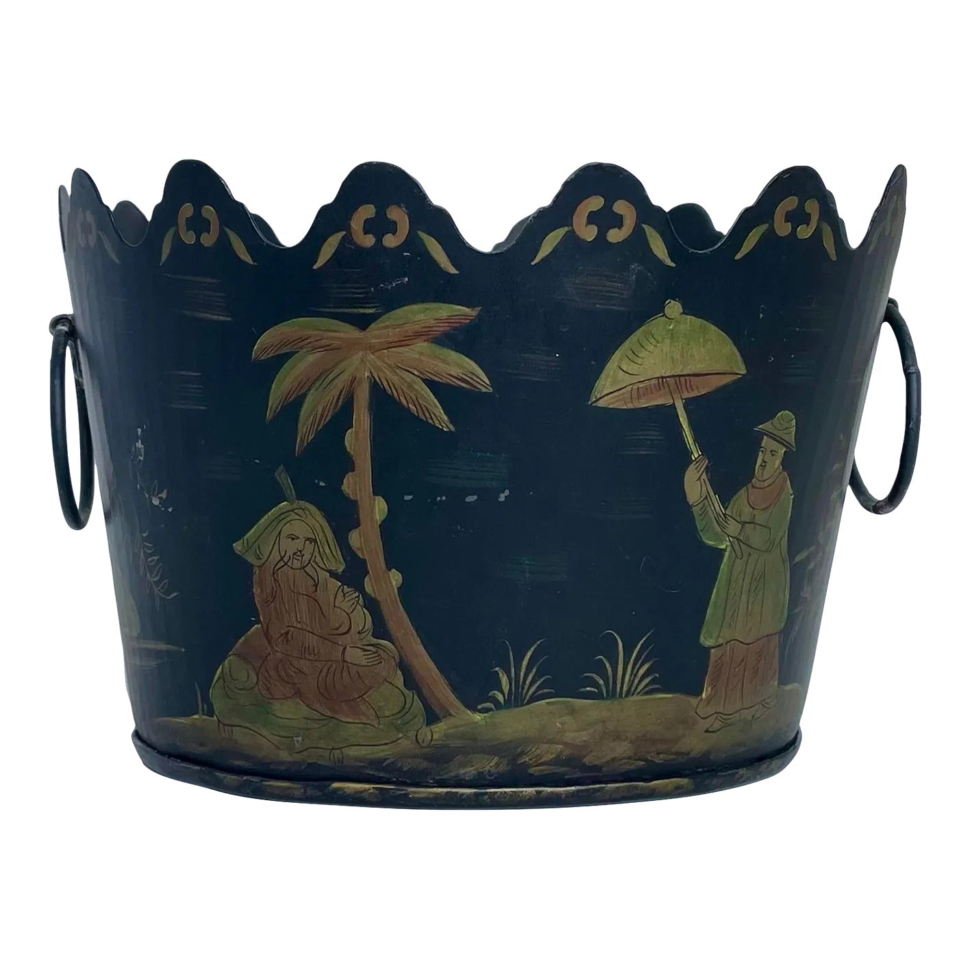 Chinoiserie Tole Monteith Cachepot | Chairish