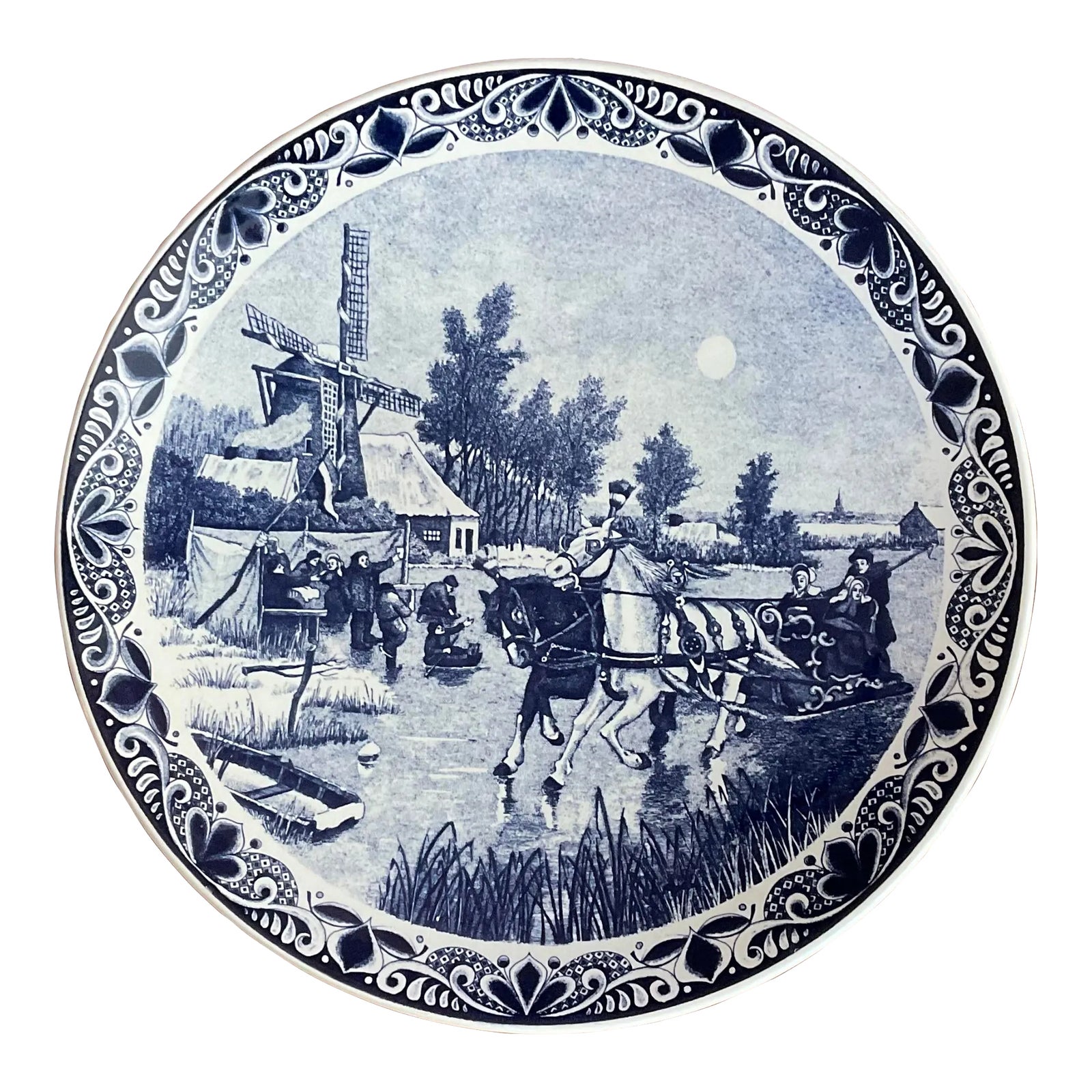 Vintage Original Delfts Blauw Platter Plate | Chairish