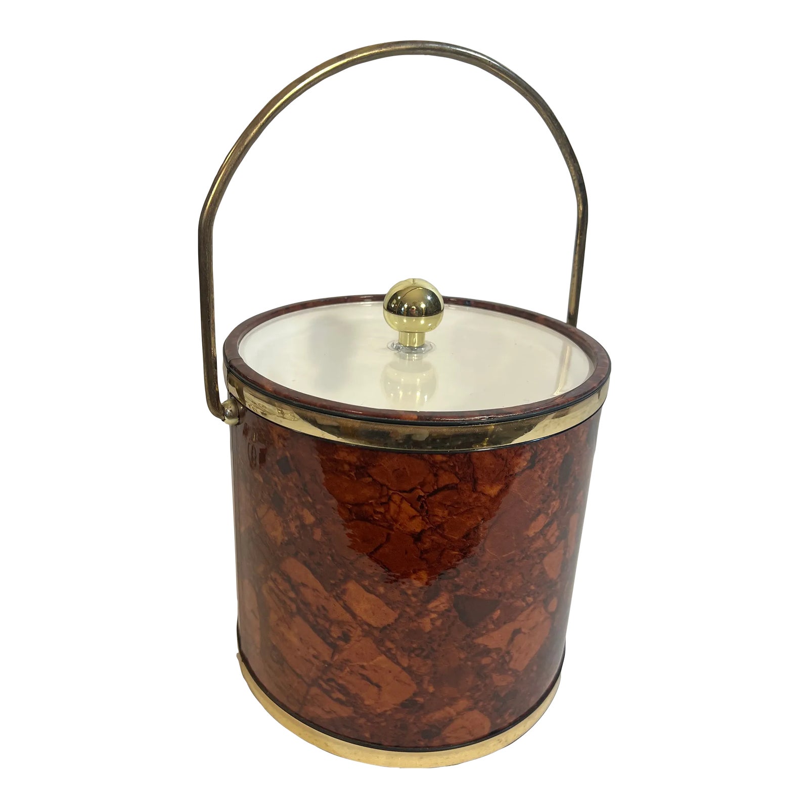 Vintage Mid-Century Kraftware Faux Tortoise Shell Ice Bucket | Chairish