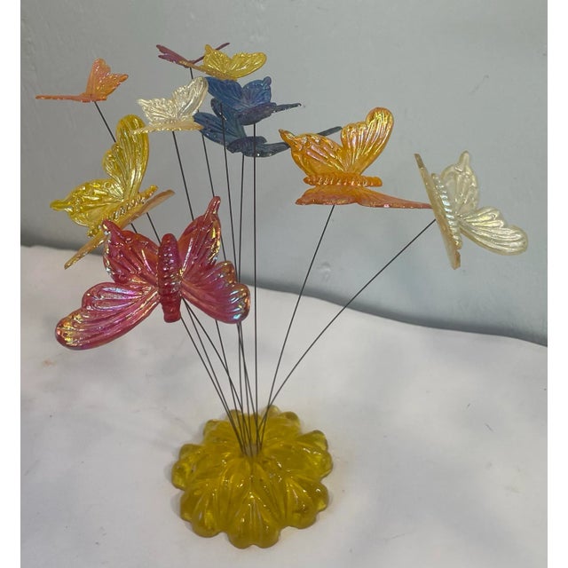 Vintage MCM Lucite Kinetic Wire Butterfly Sculpture | Chairish