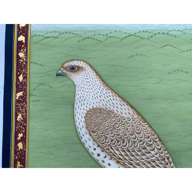 Vintage Original Hand Painted Indian Mughal Miniature Hawk and Falcon ...