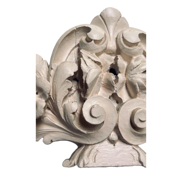 Pair of Architectural Carved Wood Pediment Wall Hangings | Chairish