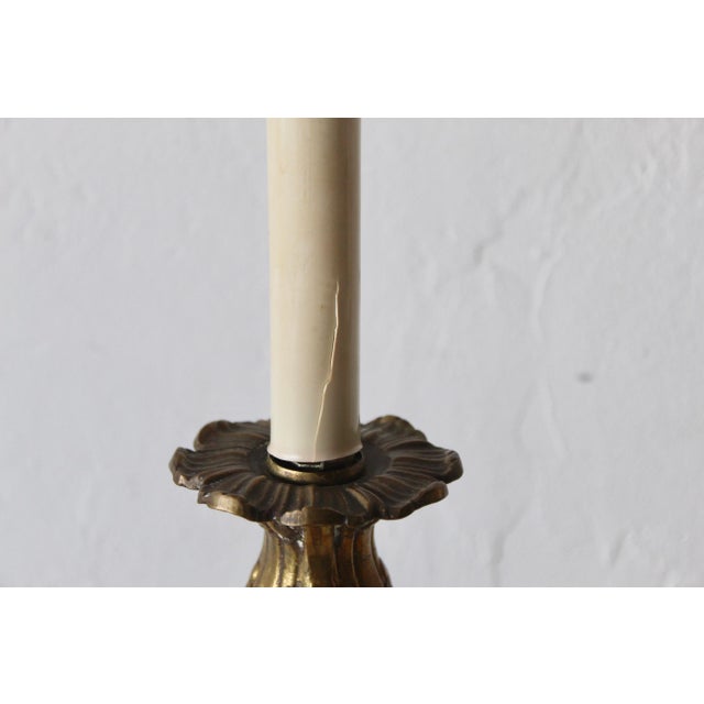 French Louis XV Style Brass Candlestick Electric Table Lamps Vintage ...