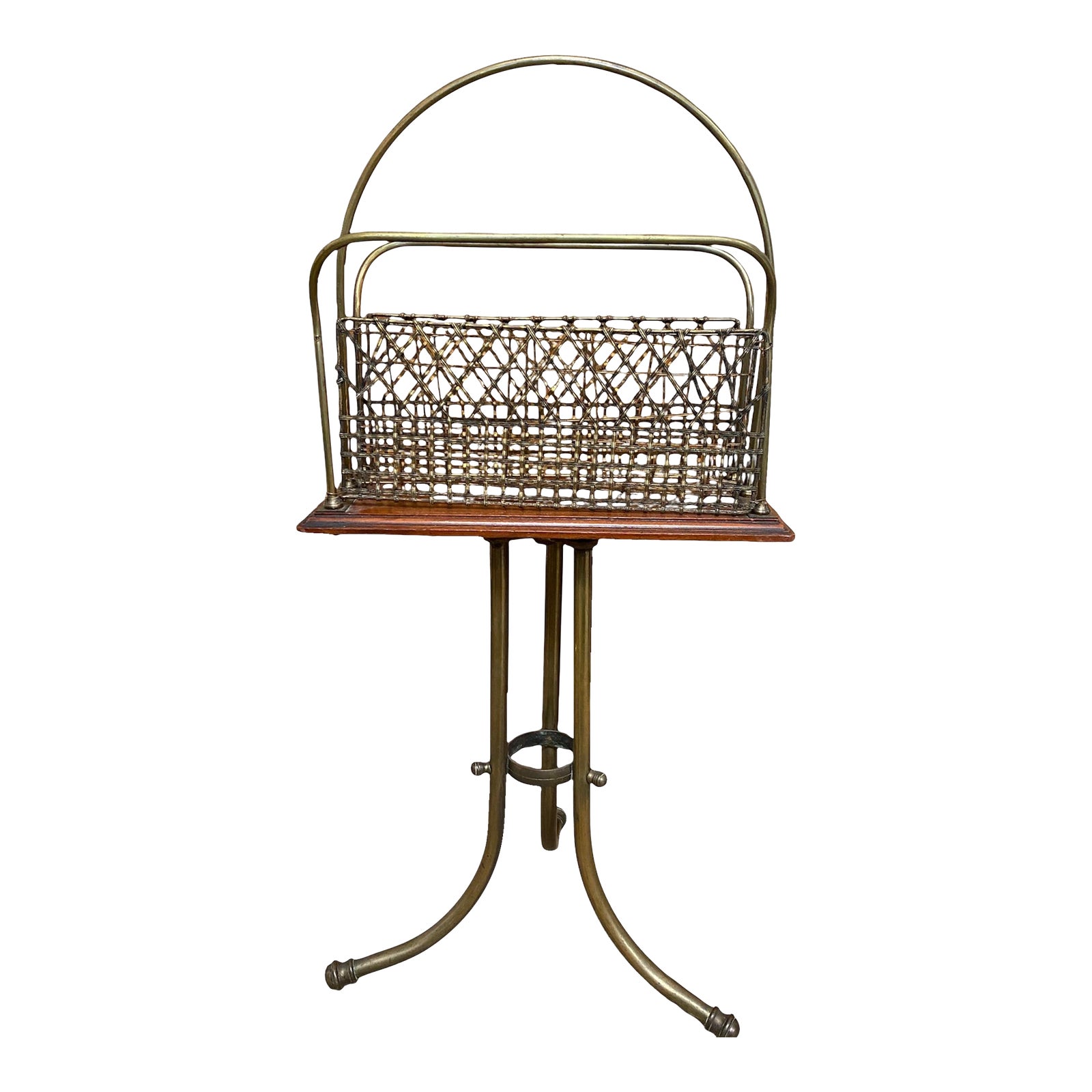 Early 1900s Antique Brass and Oak Tripod Revolving Magazine or ...