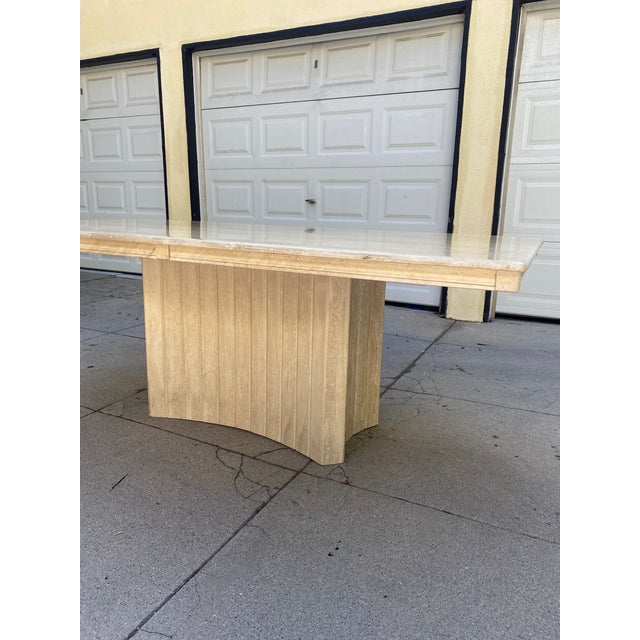 1970s Postmodern Travertine Plinth Dining Table With Faceted Base ...