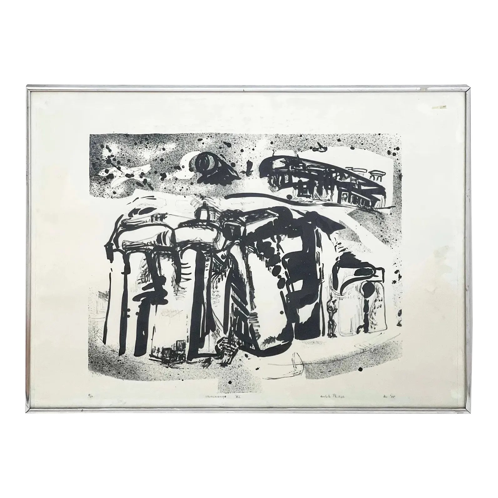 Ann Cole Phillips Stonehenge VI (1975) Lithograph Signed Art Framed ...