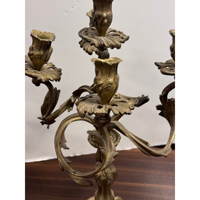 Early 20th Century Bronze Finish Five Arms Candelabras, a Pair | Chairish