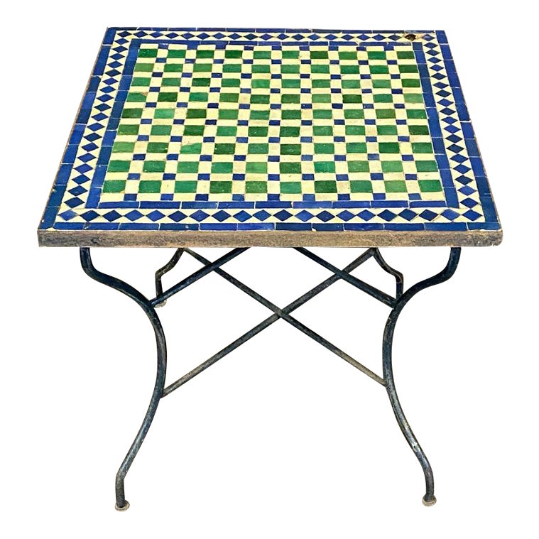 Vintage Mosaic Bistro Side Table With 19th Century Tiles | Chairish