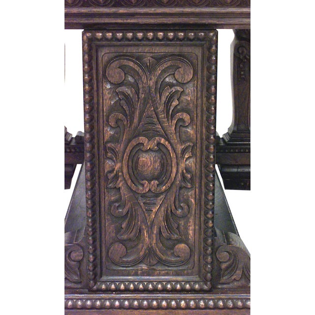 Italian Renaissance Style Oak Library Table Desk | Chairish