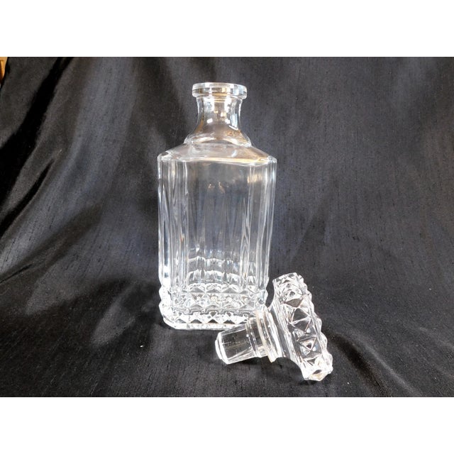 1960s Square Decanter With Diamond Cut Detail and Matching Stopper ...