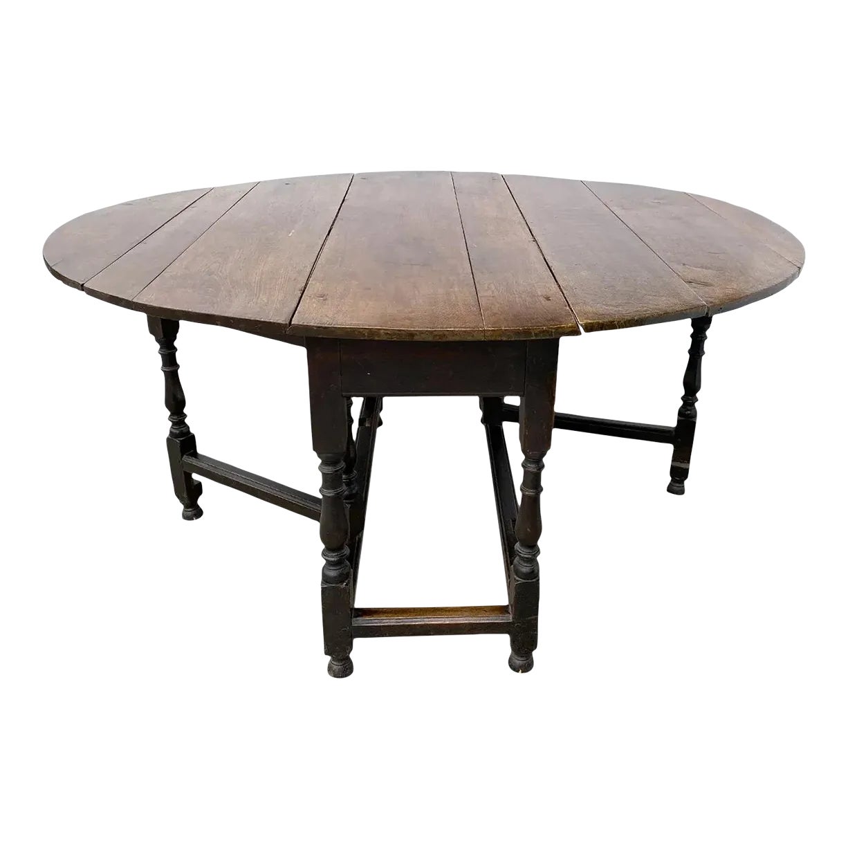 Large English Georgian Dark Oak Oval Gate-Leg Dining Table | Chairish
