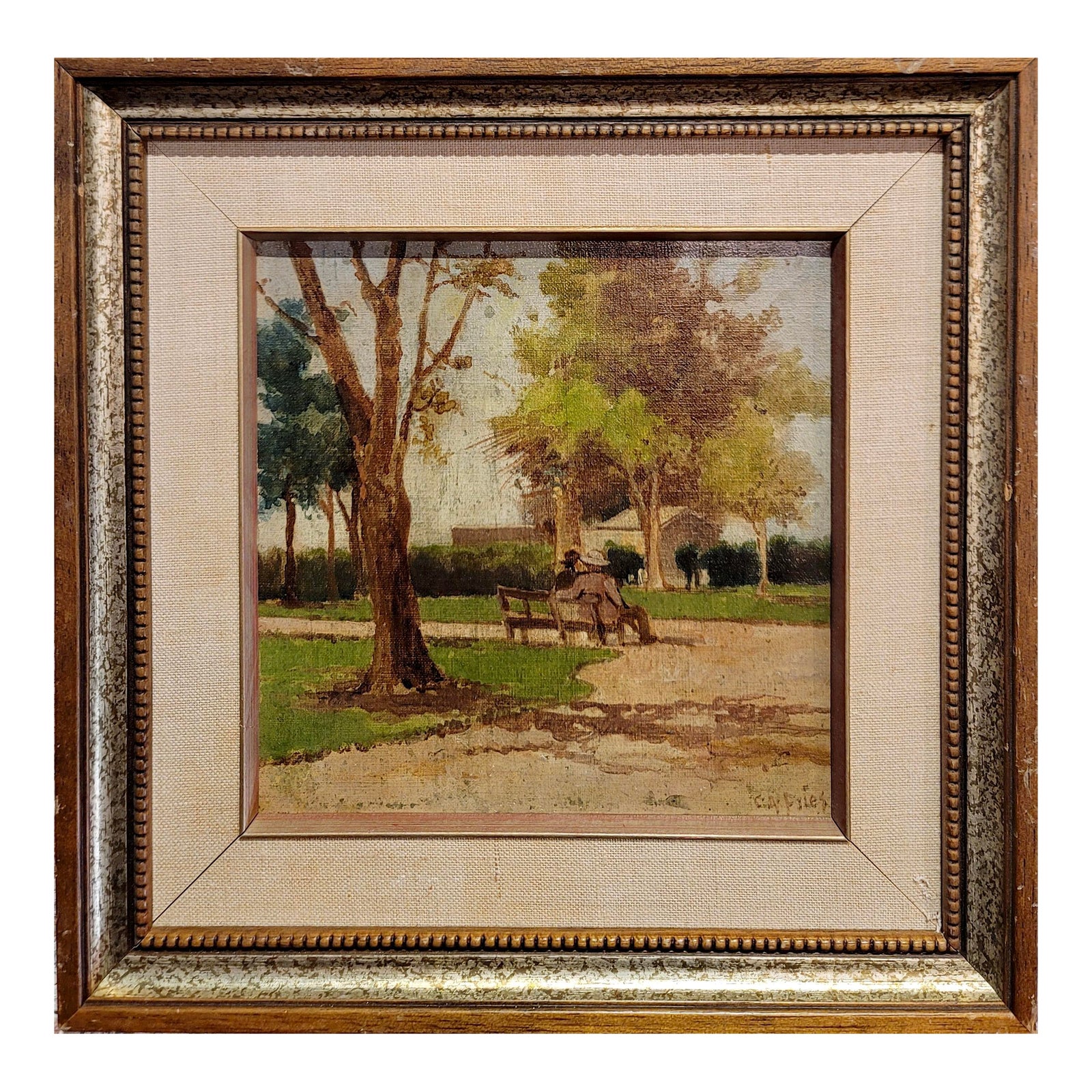 Charles Fries -Couple at the Park- C.1910 Impressionist Oil Painting ...