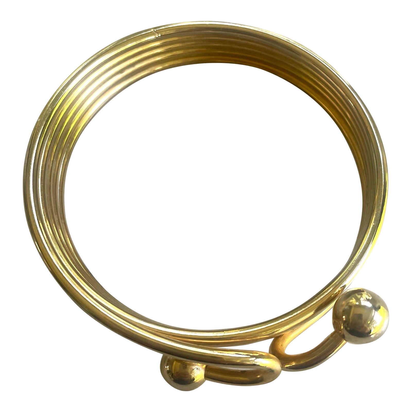 1980s Gold Spring Bangle Bracelet | Chairish
