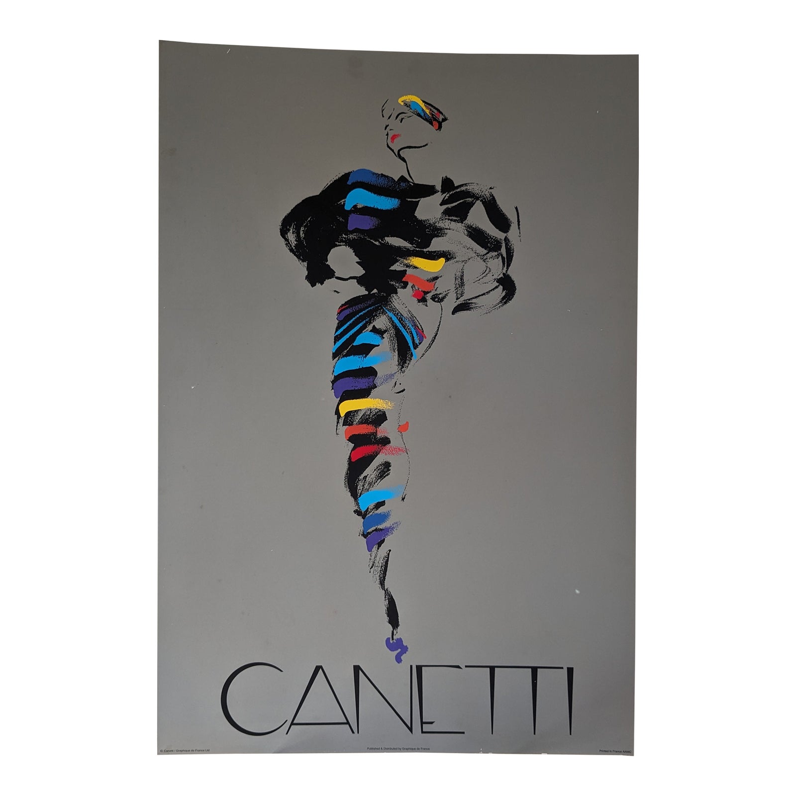 1980s Michel Canetti Black Dress Lithograph | Chairish