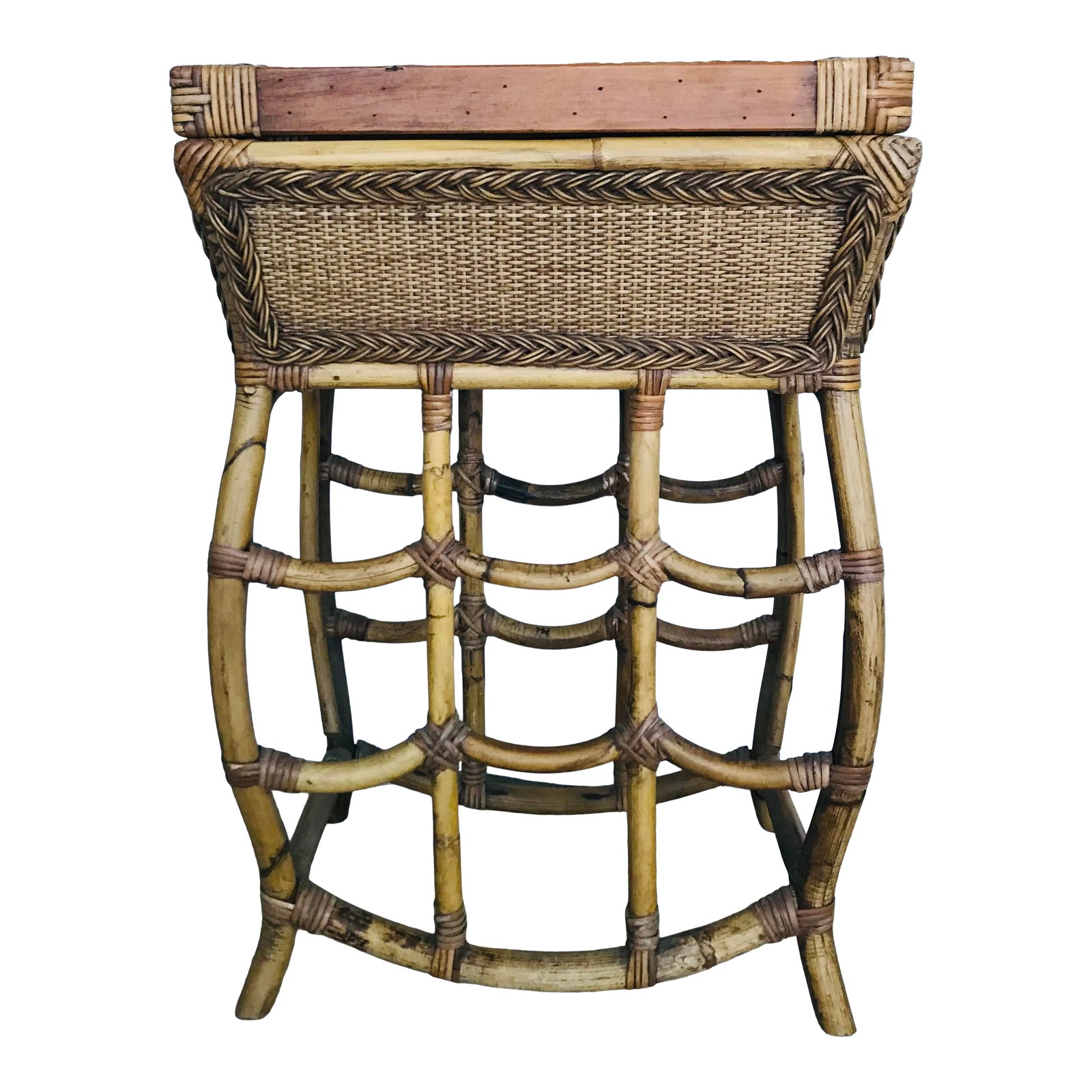 Vintage Bamboo and Wicker Butler Tray Table | Chairish