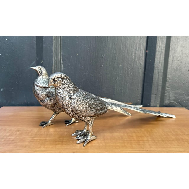 Pewter Pheasant Bird Sculptures | Chairish