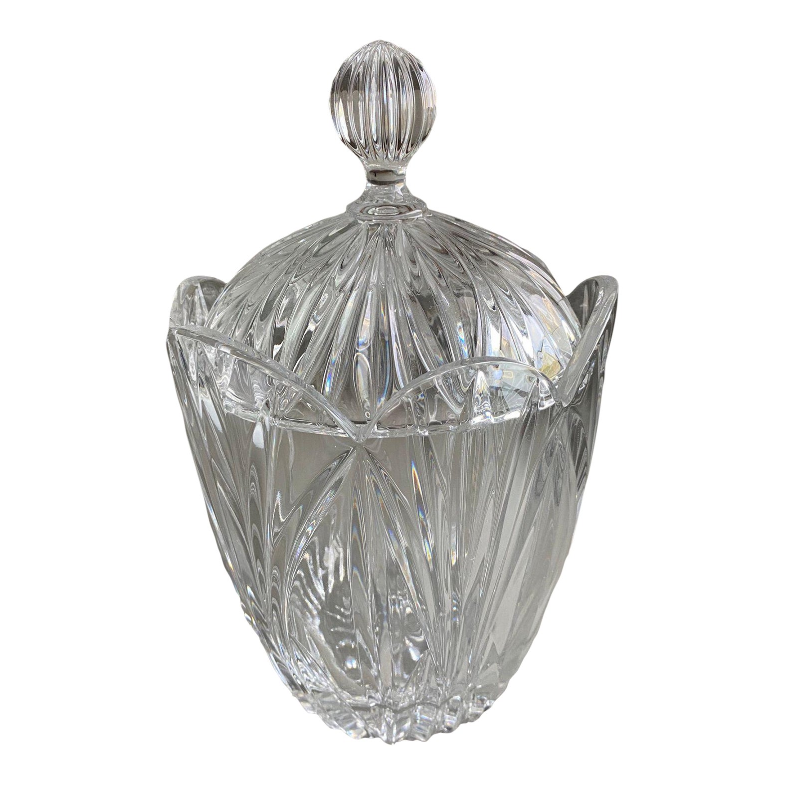 2000s Wyndham Block Lead Crystal Scalloped Edges Ice Bucket With Lid ...