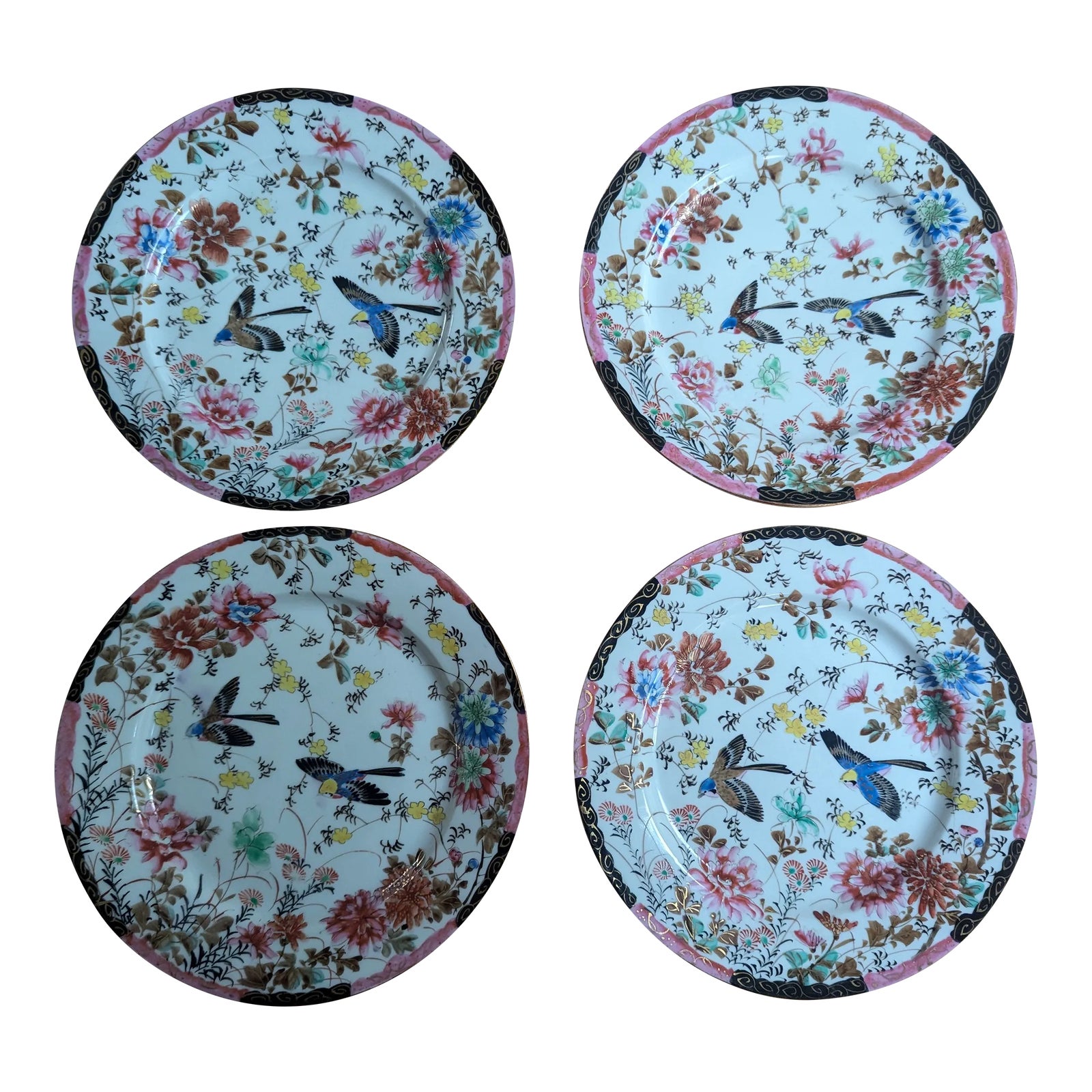 Late 19th Century Hand Painted China Plates - Set of 4 | Chairish
