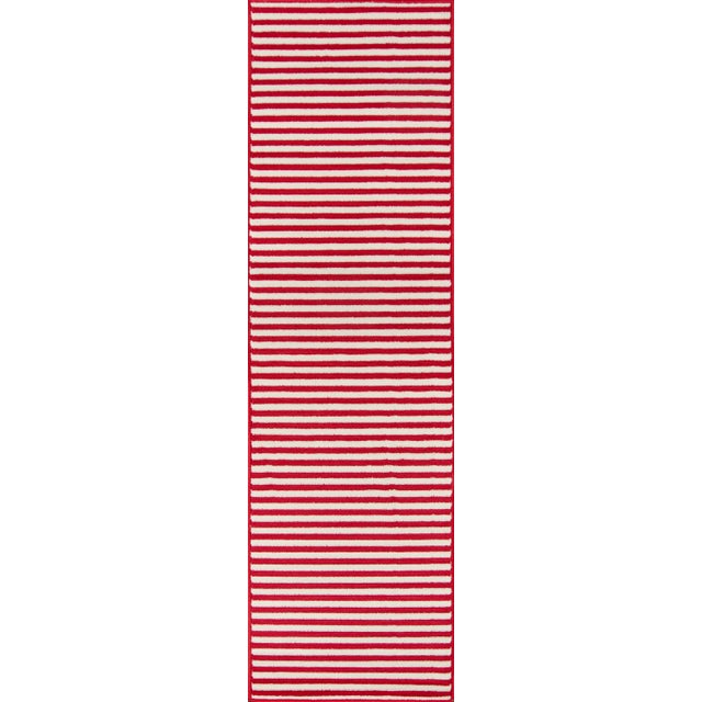 Momeni Baja Red Stripe Indoor/Outdoor Rug - 7'10" X 10'10" | Chairish