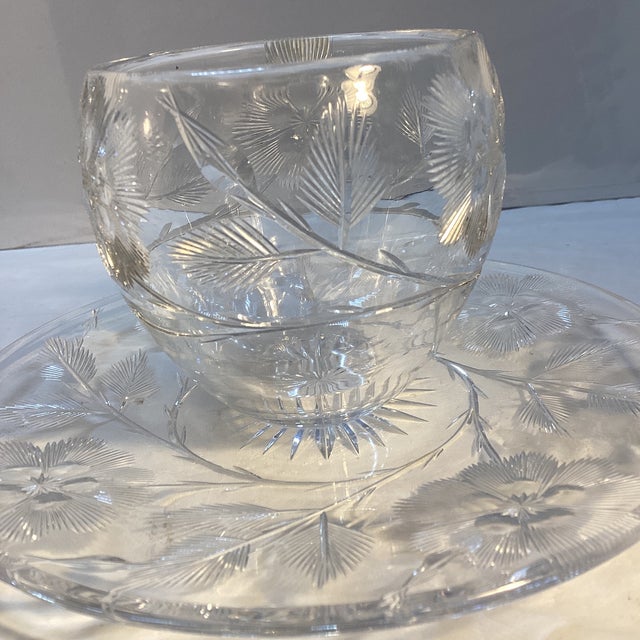 1990s Frank M Whiting Cut Glass Condiment Server - Set of 2 | Chairish