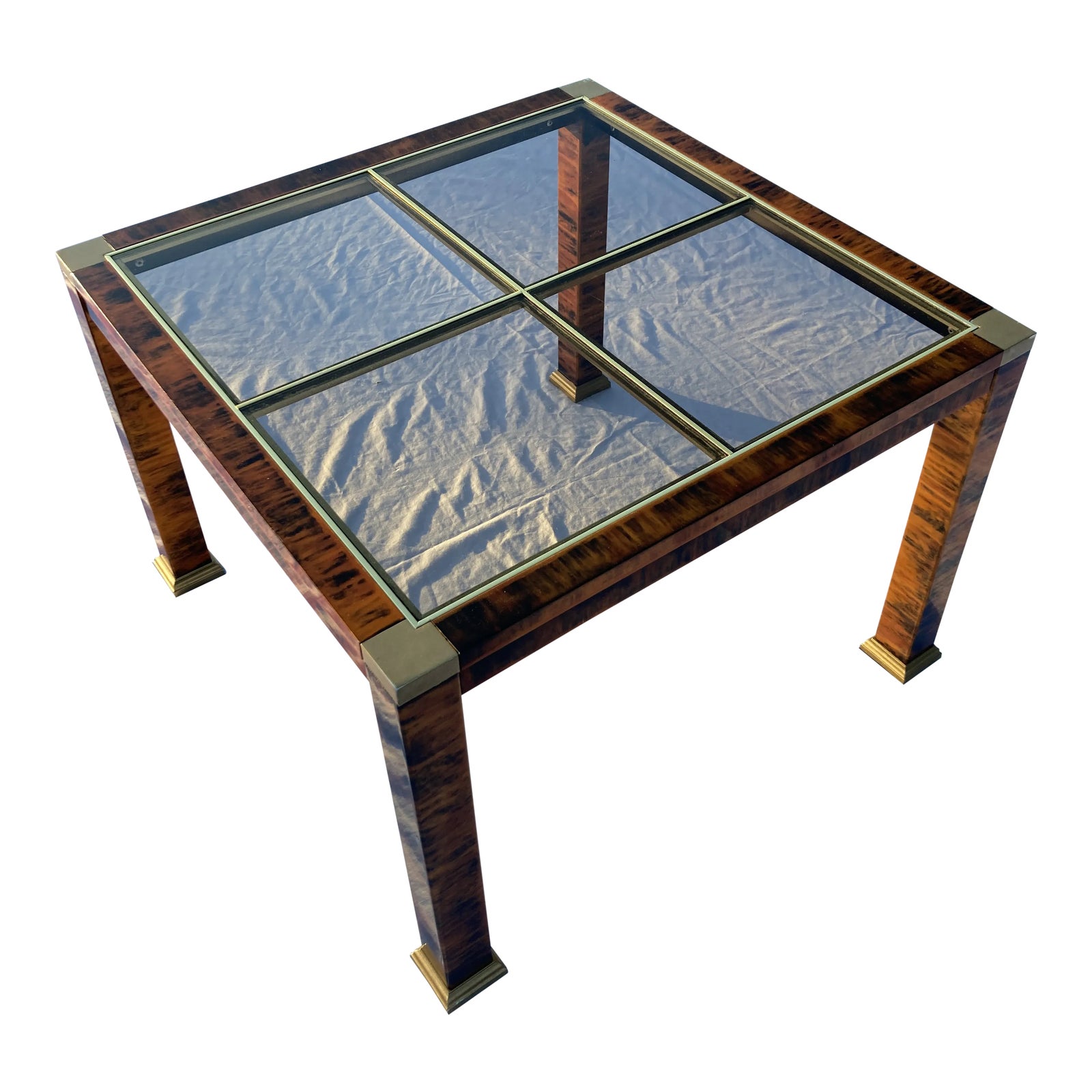 Lucite Glass Panel End Table in Faux Tortoiseshell | Chairish