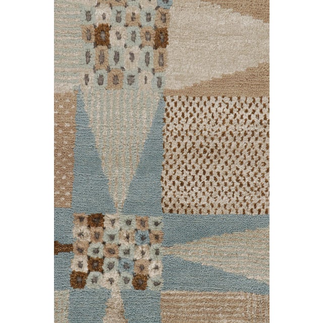 Rug & Kilim’s Scandinavian Style Rug in Beige-Brown and Blue Geometric ...