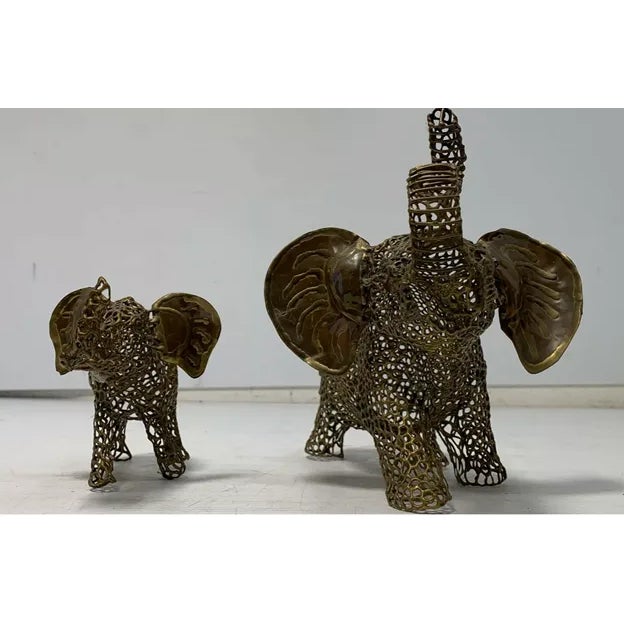 Late 20th Century Brutalist Style Brass and Copper Elephant Sculptures ...