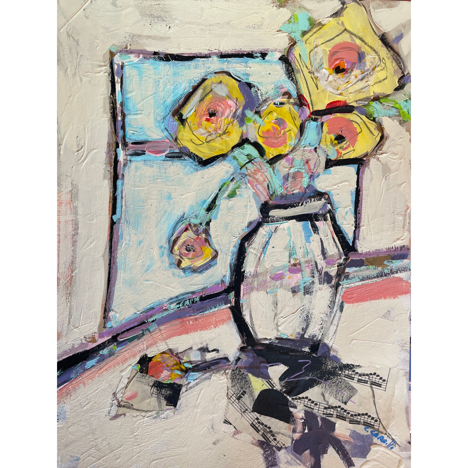 “Flower Song” Original Acrylic Collage on Paper by Cindy Carrillo ...