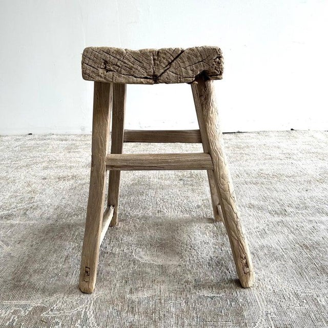 Elm Wood Stool | Chairish