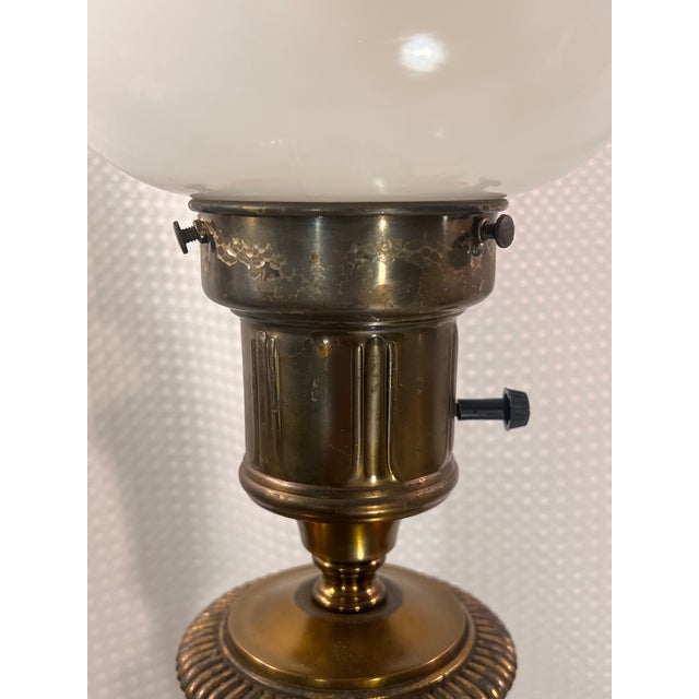 Mid-Century Neoclassical Patinated Bronze Fluted Column Table Lamp ...