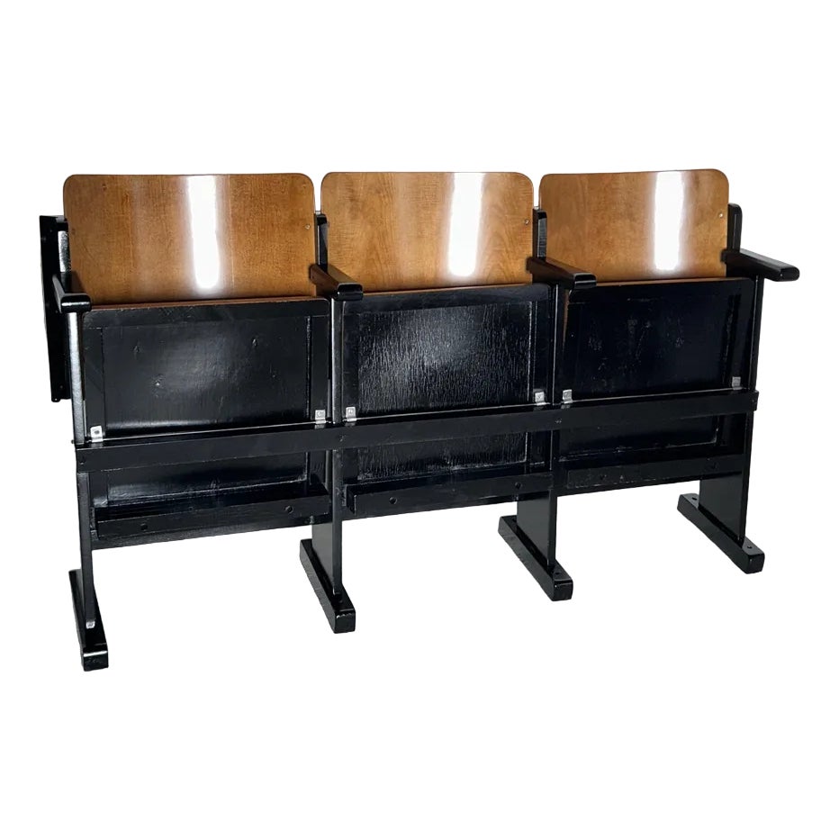 Art Deco Folding Cinema Bench, 1940s | Chairish