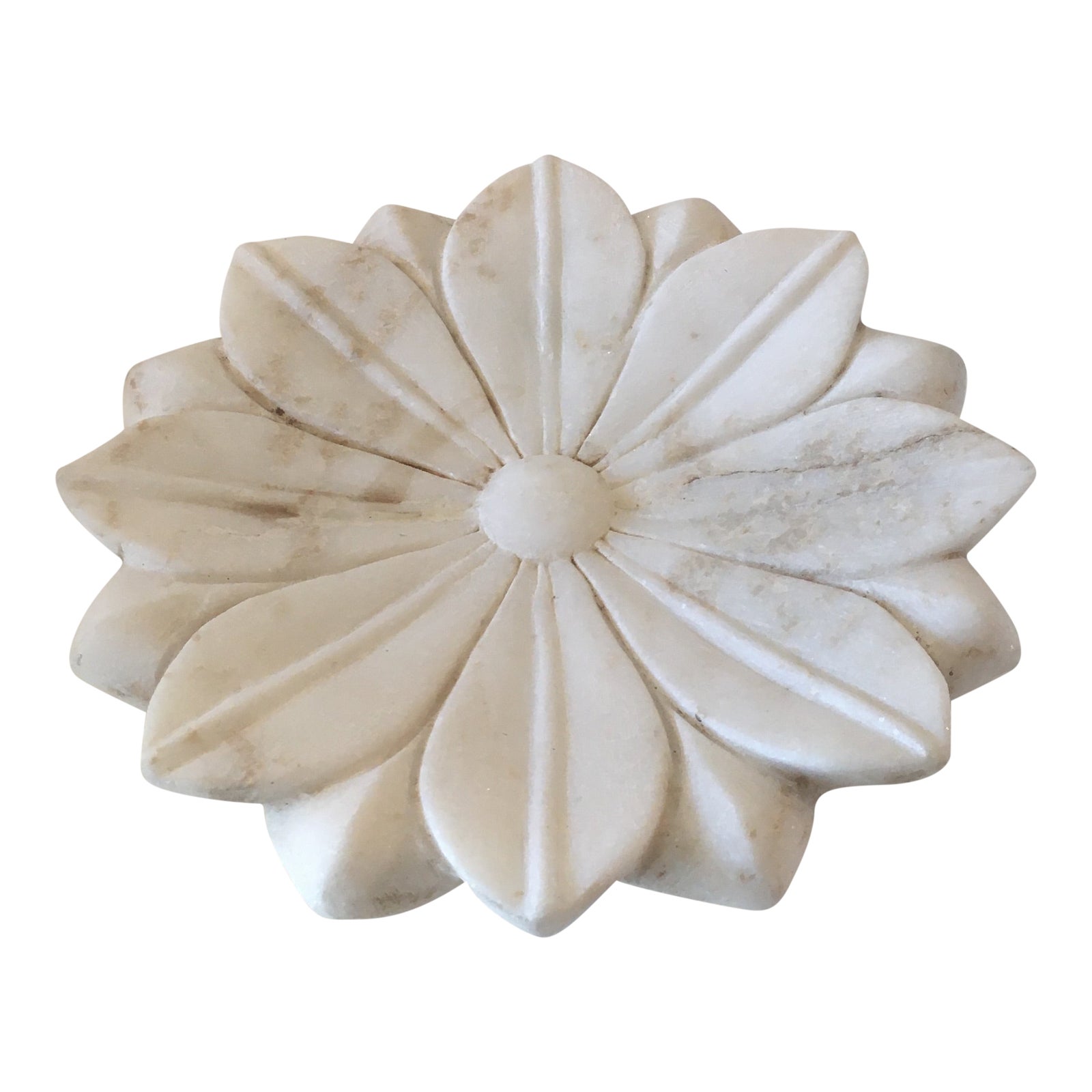 White Marble Lotus - Flower Hand - Made Plate | Chairish