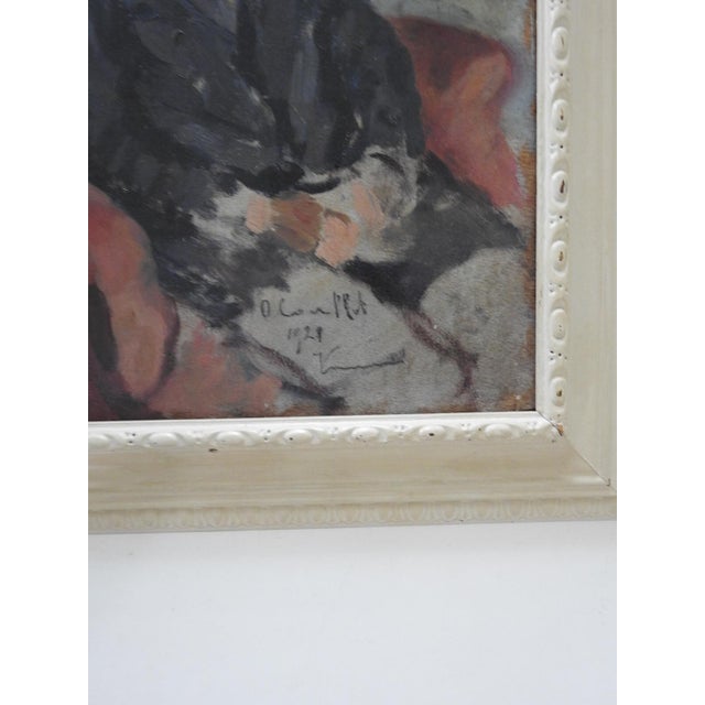 1929 Young Boy in Red Chair and Man 2 Sided Impressionist Portrait ...