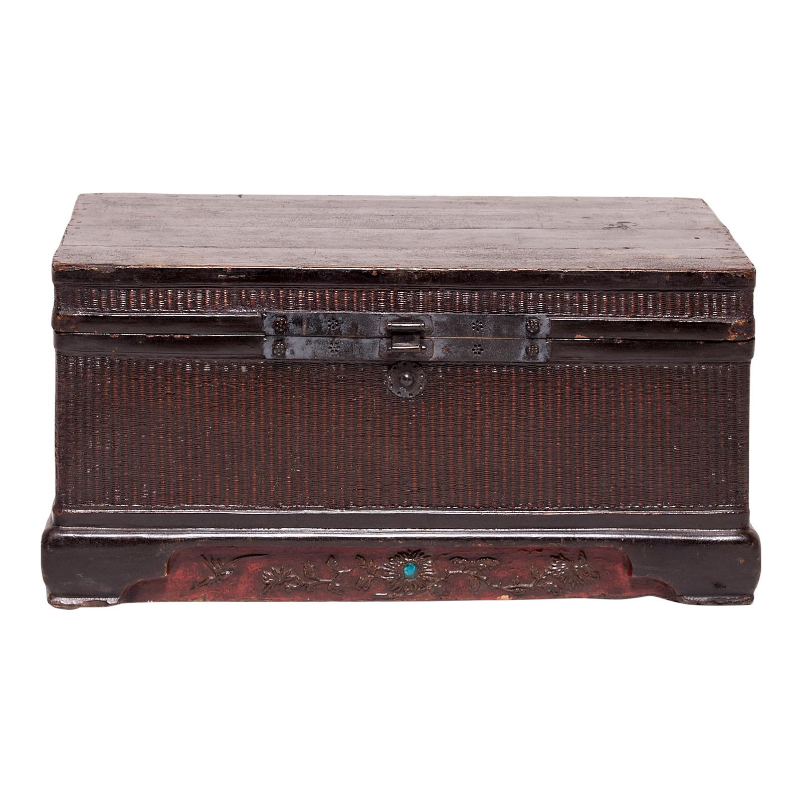 Mid 19th Century Chinese Woven Reed Trunk | Chairish